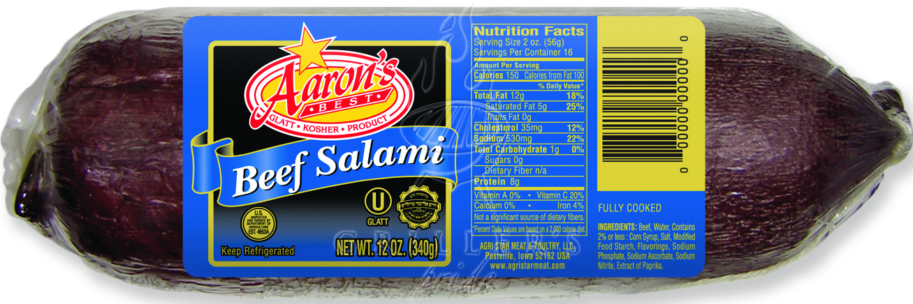 Kosher Mini Salami All Beef, AgriStar Aarons Mini Salami All Beef (12 ...